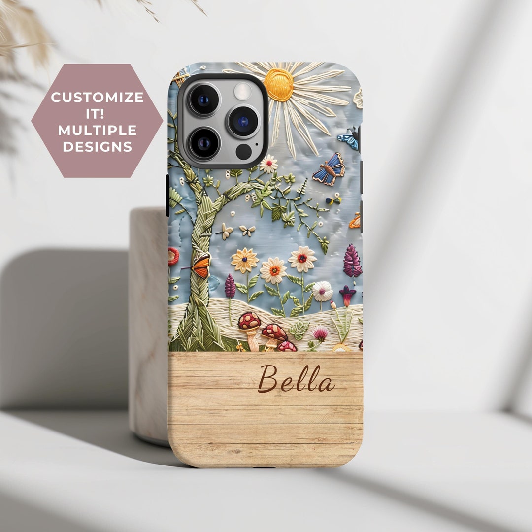 Boho Phone Case Personalized Cottagecore Faux Embroidery Phone Case ...