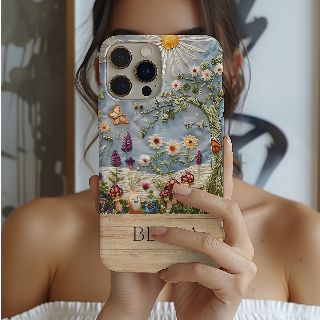 Personalized Cottagecore Embroidery PRINT Phone Case, Boho Phone Case ...