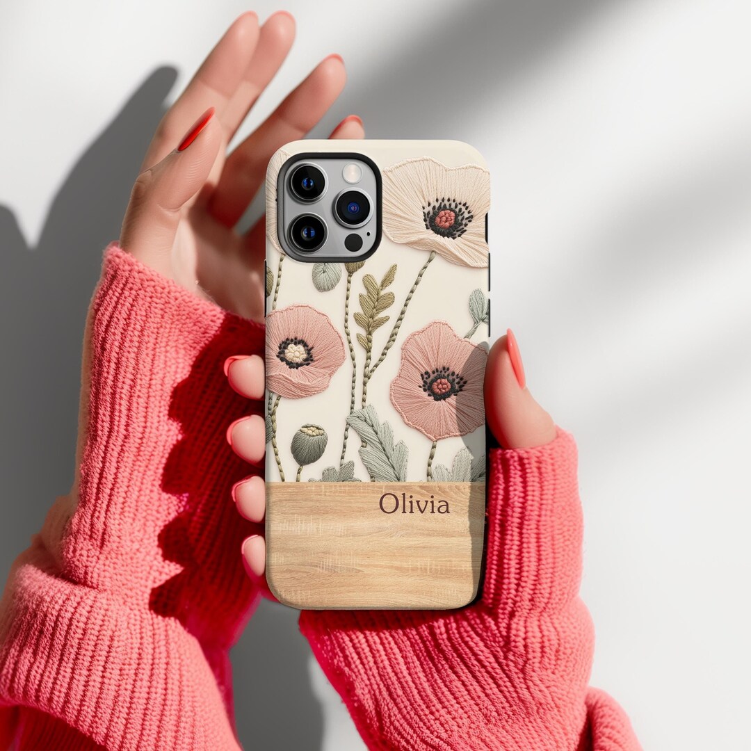 Personalized Retro Faux Embroidery Phone Case, Bohemian Phone Case ...