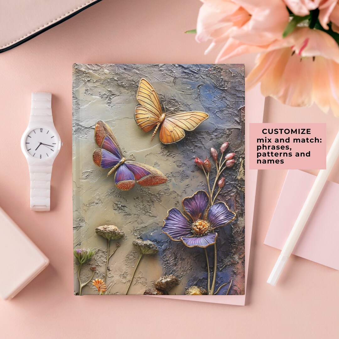 Personalized Name Wildflower Journal Floral Keepsake Hardcover Notebook ...