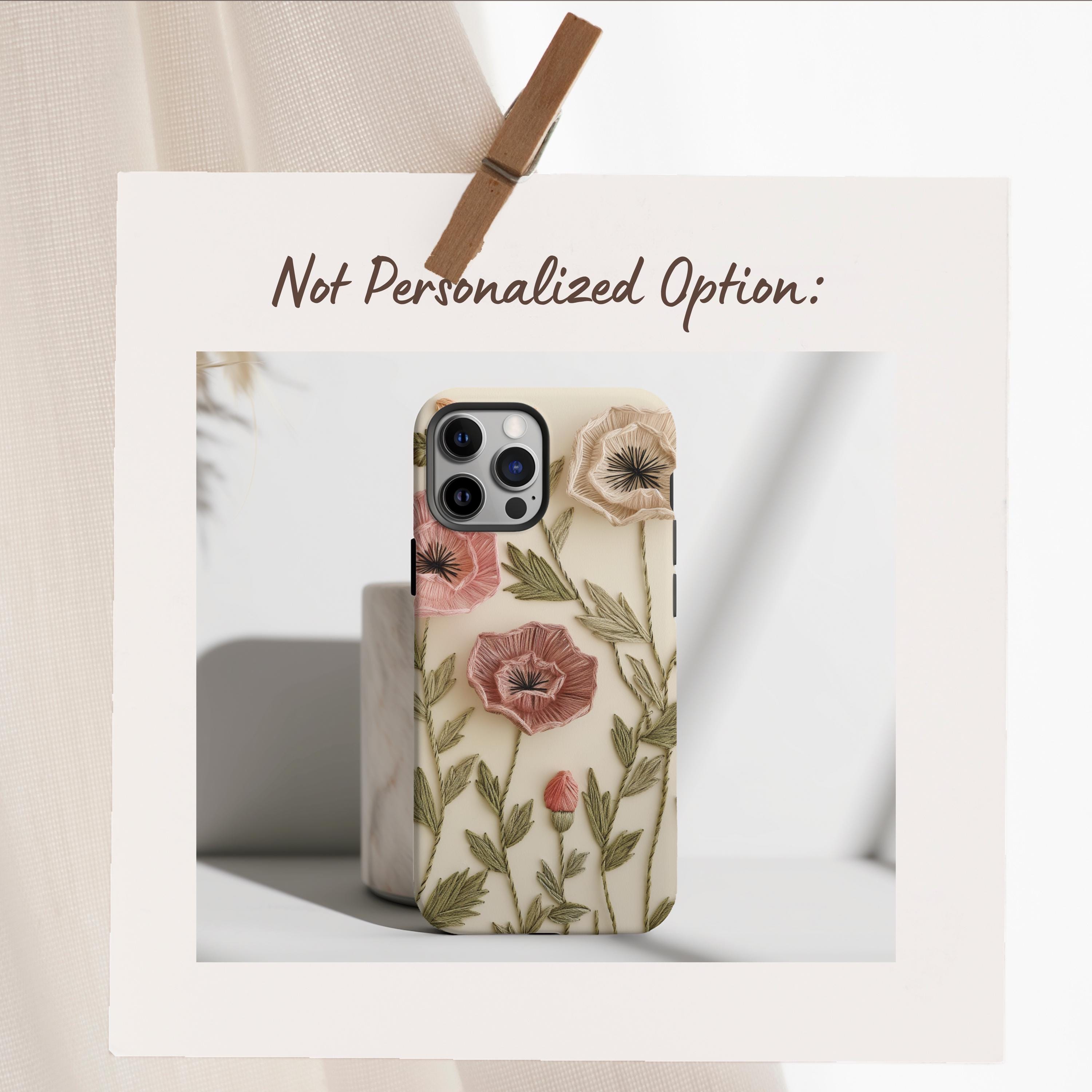 Personalized Faux Embroidery Phone Case, Floral Aesthetic Phone Case ...