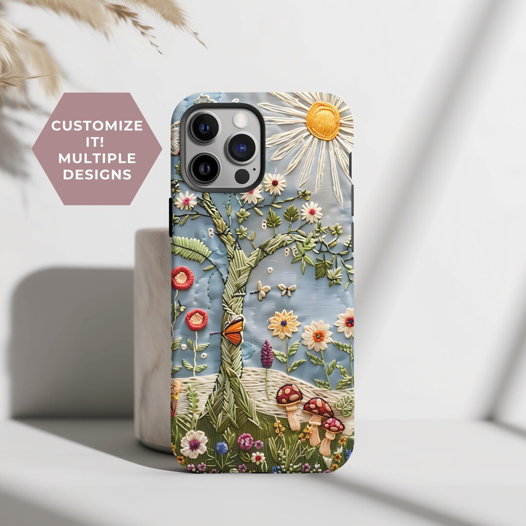 Cottagecore Faux Embroidery Phone Case Custom Boho Phone Case Gift ...