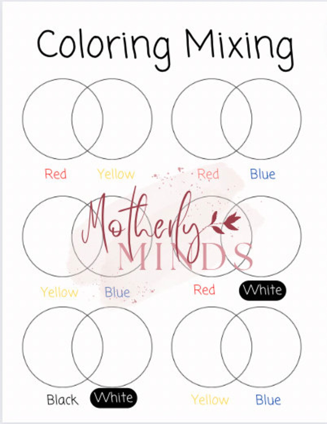 Color Mixing Worksheet, Mixing Colors, Preschool Colors - Etsy