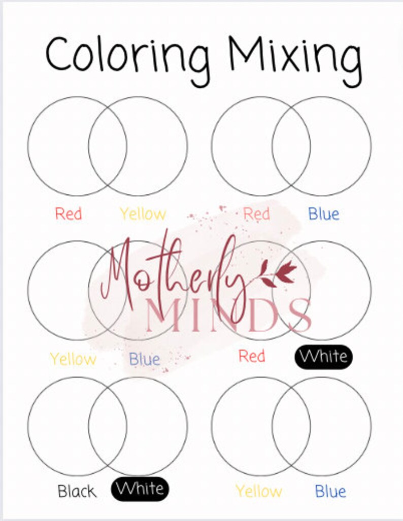 Color Mixing Worksheet, Mixing Colors, Preschool Colors - Etsy