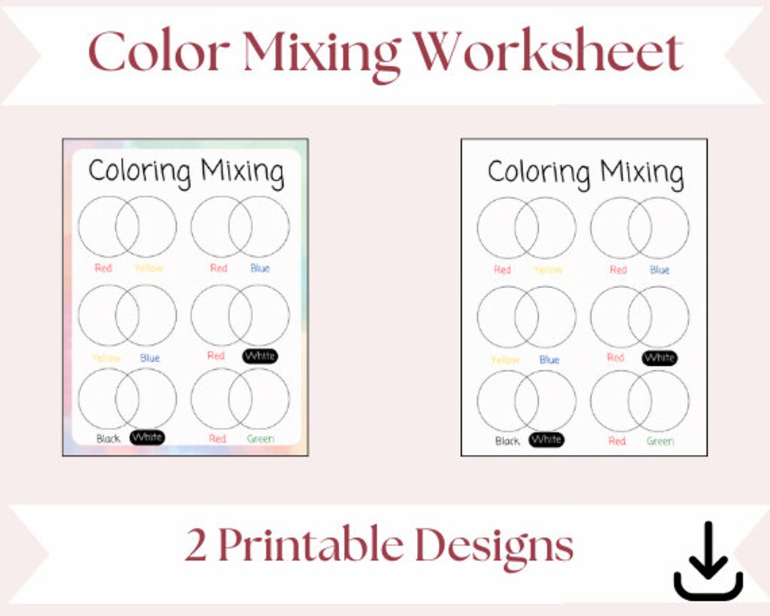 Color Mixing Worksheet, Mixing Colors, Preschool Colors - Etsy