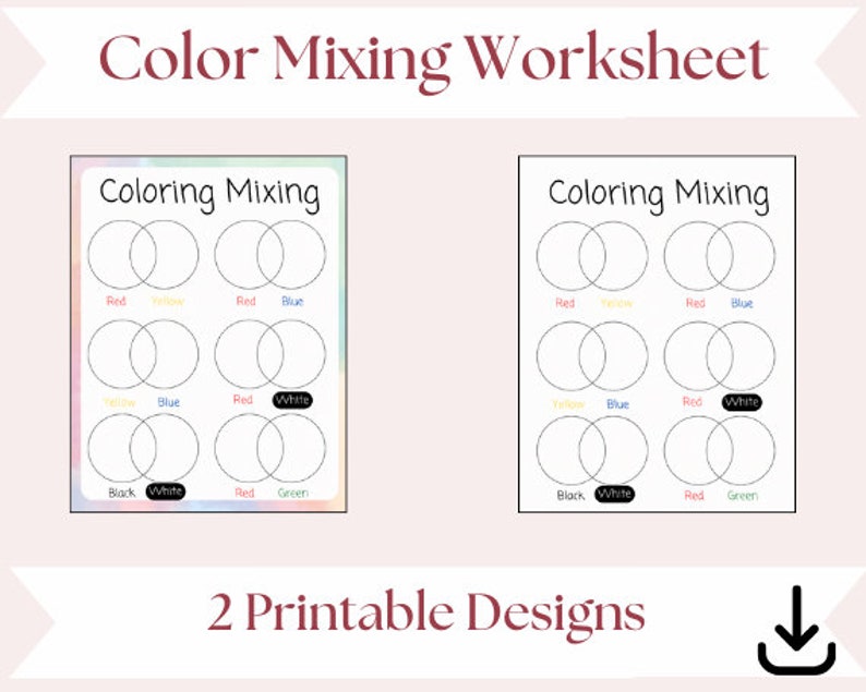 Color Mixing Worksheet, Mixing Colors, Preschool Colors - Etsy
