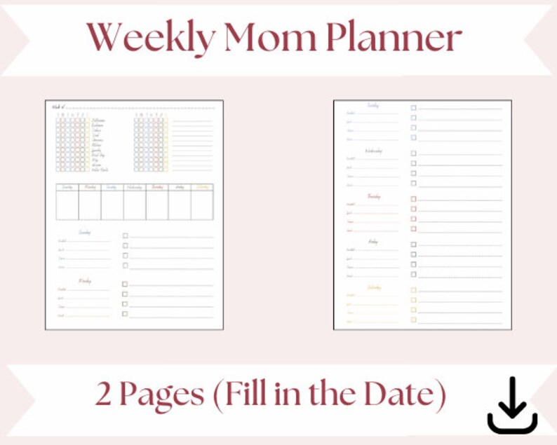 Mom Planner / Weekly Planner / Fill in the Date / Mom Organizer - Etsy