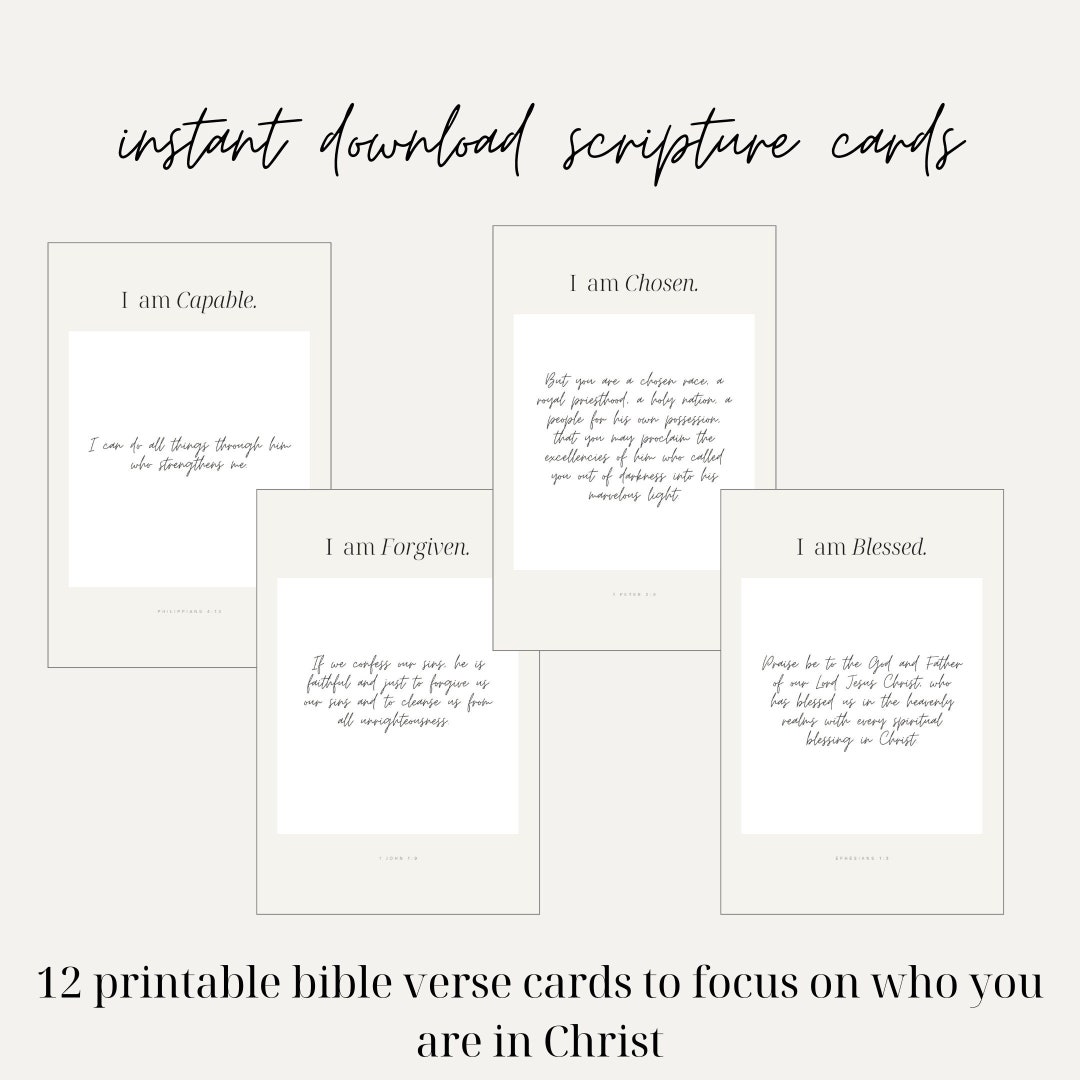12 Identity in Christ Scripture Cards | Instant Download | Minimalist ...