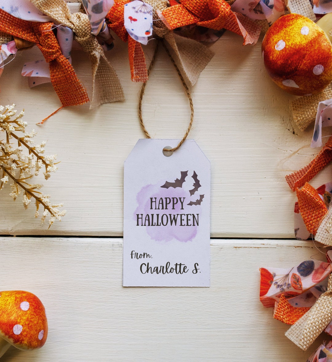 Halloween Tags Printable With Bats for Trick or Treat Halloween Parties ...