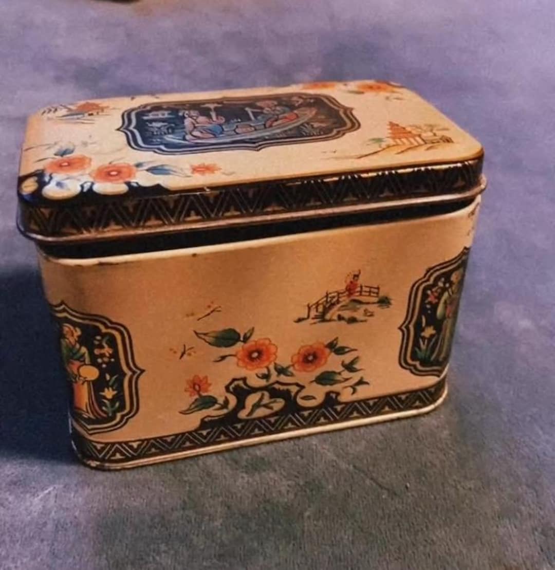 Antique Hinged Top Tin Container From the Mid-century Era - Etsy