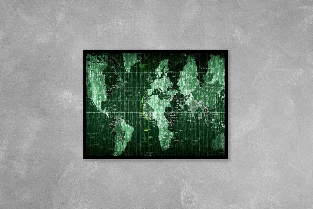 Matrix World Map Canvas Canvas Wall Art Canvas Design Home - Etsy