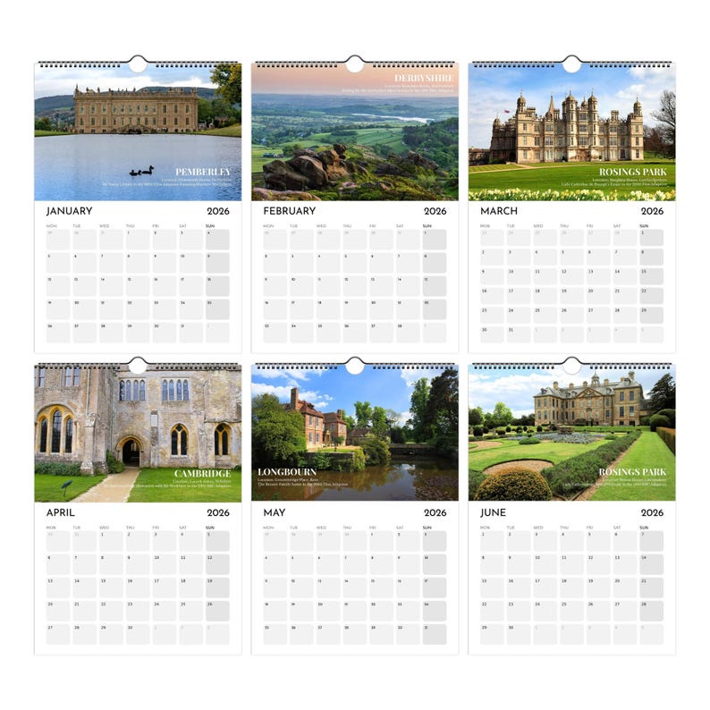 Pride and Prejudice Calendar 2026 - Locations | Literary Gifts | Book ...