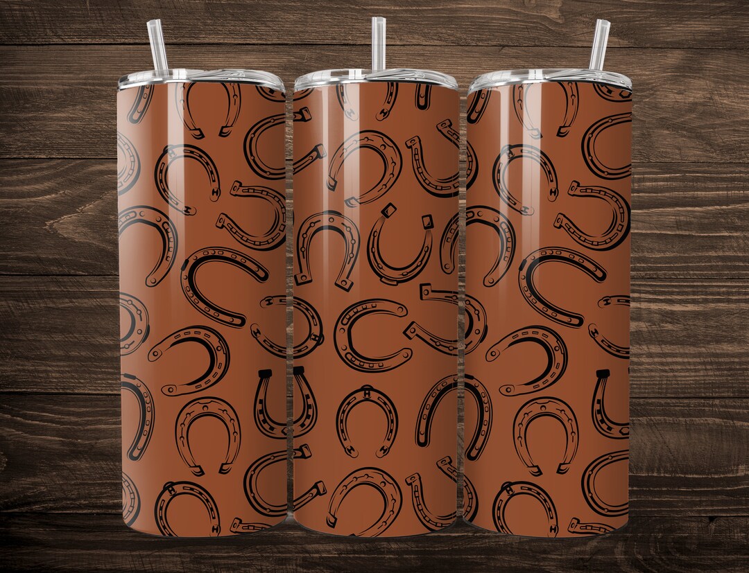 Rust Horseshoes 20 Oz Skinny Tumbler Sublimation Wrap // Digital ...