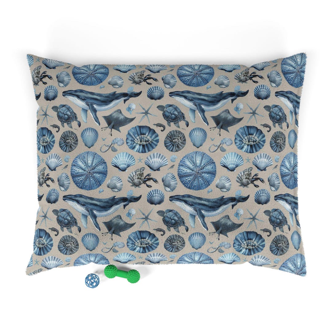 Coastal Ocean Theme Dog Bed Pet Bed for Small to Large Dogs, Beachy ...