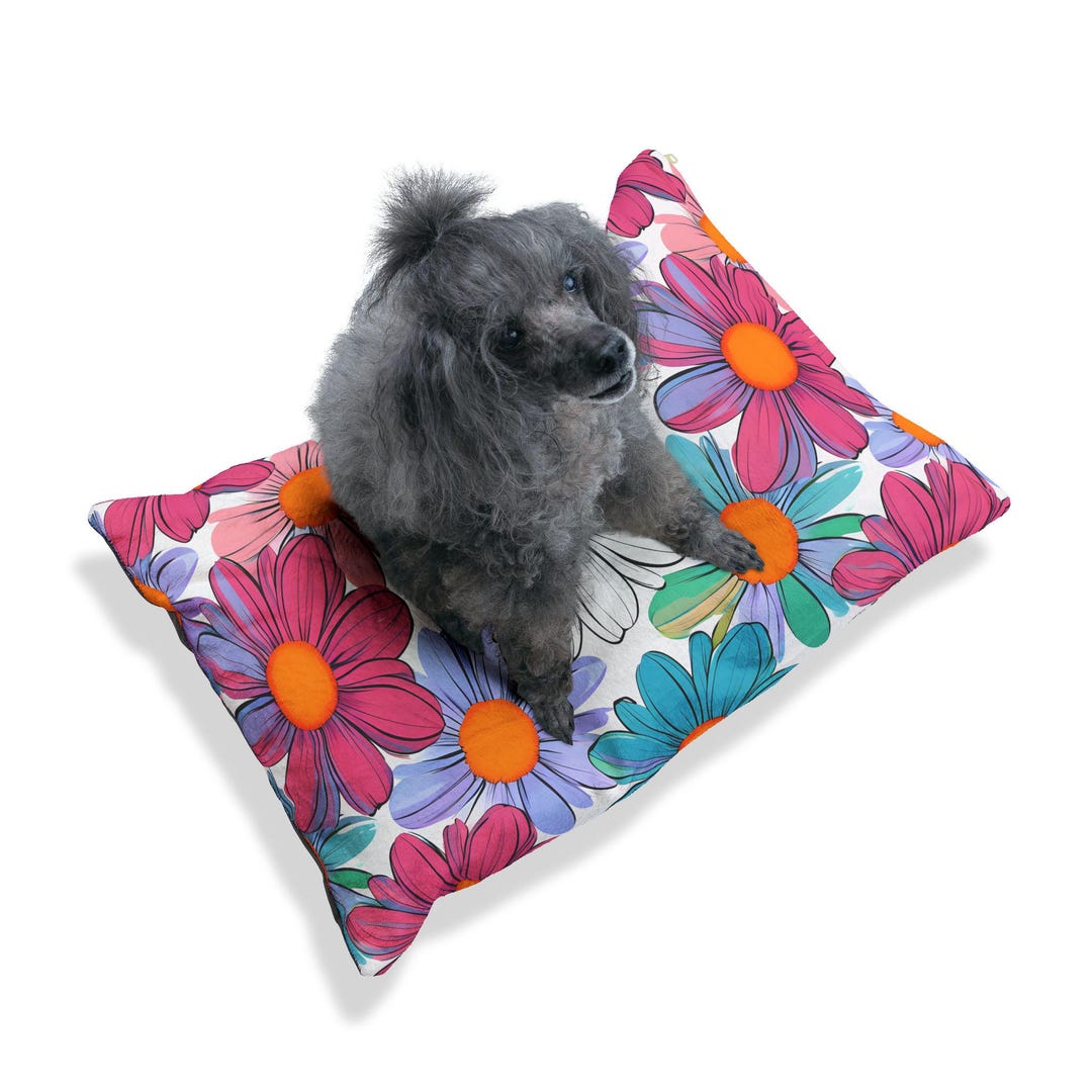 Flower Dog Bed, Floral Pet Bed, Padded Dog Mat, Cute Puppy Sleeping Pad ...