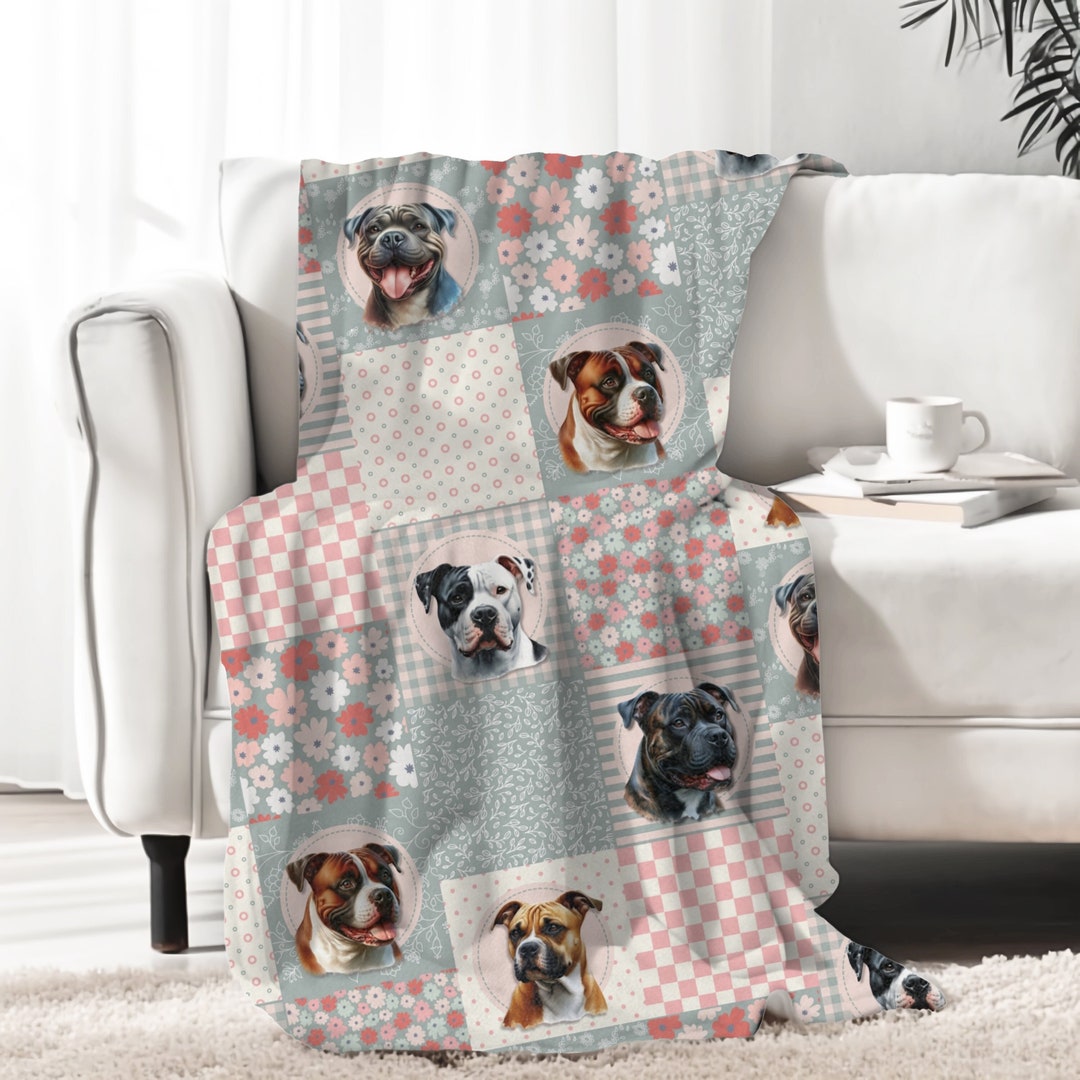 Pitbull Gift for Pitbull Lover Faux Patchwork Soft Lightweight Blanket ...