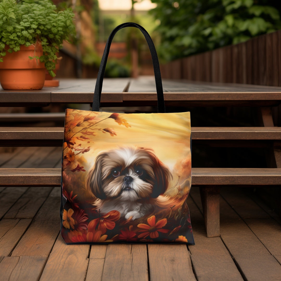 Shih Tzu Tote Bag for Shih Tzu Lovers Spring Flower Tote Gift for Shih ...