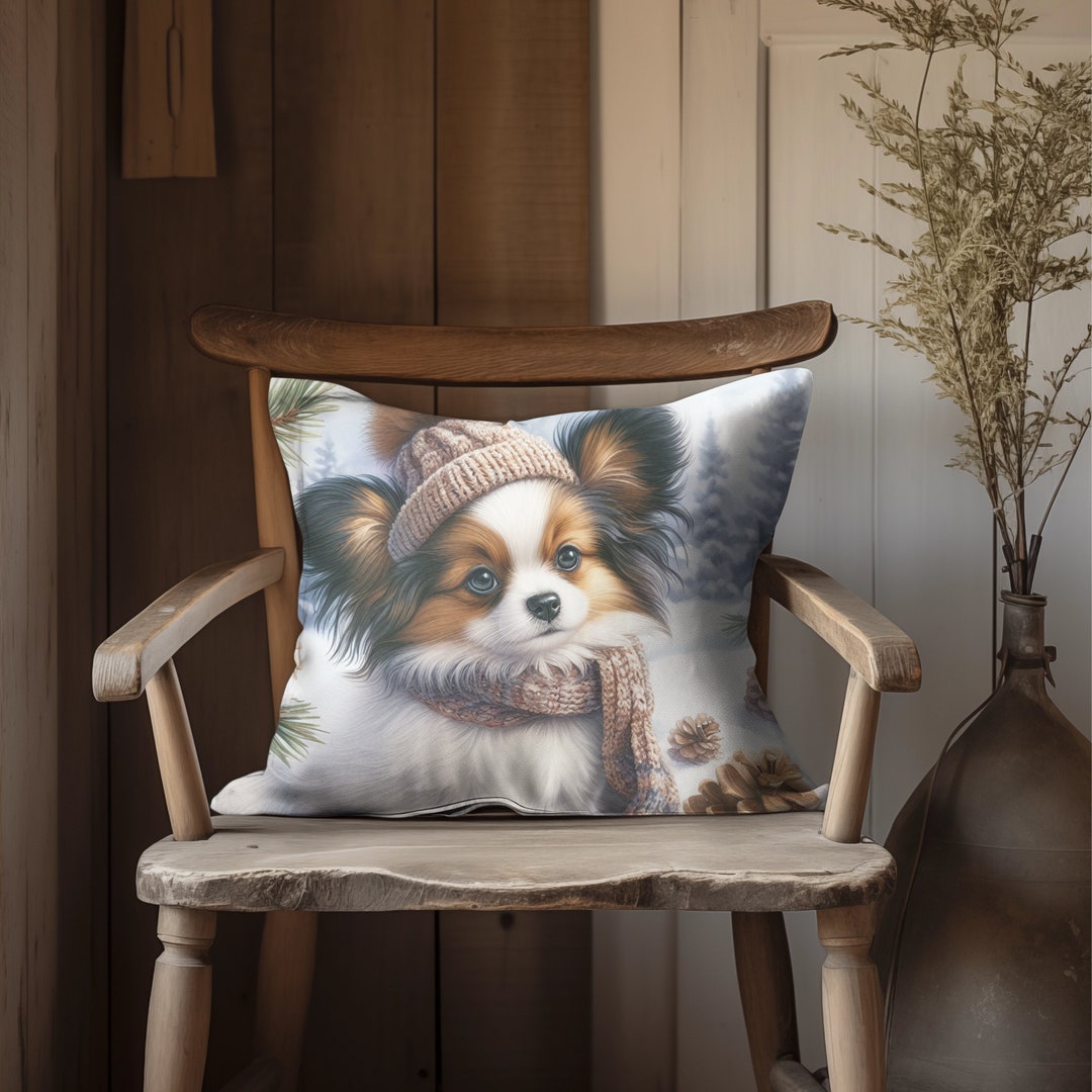 Papillon Puppies Pillow for Papillon Lover Soft Faux Suede Pillow ...