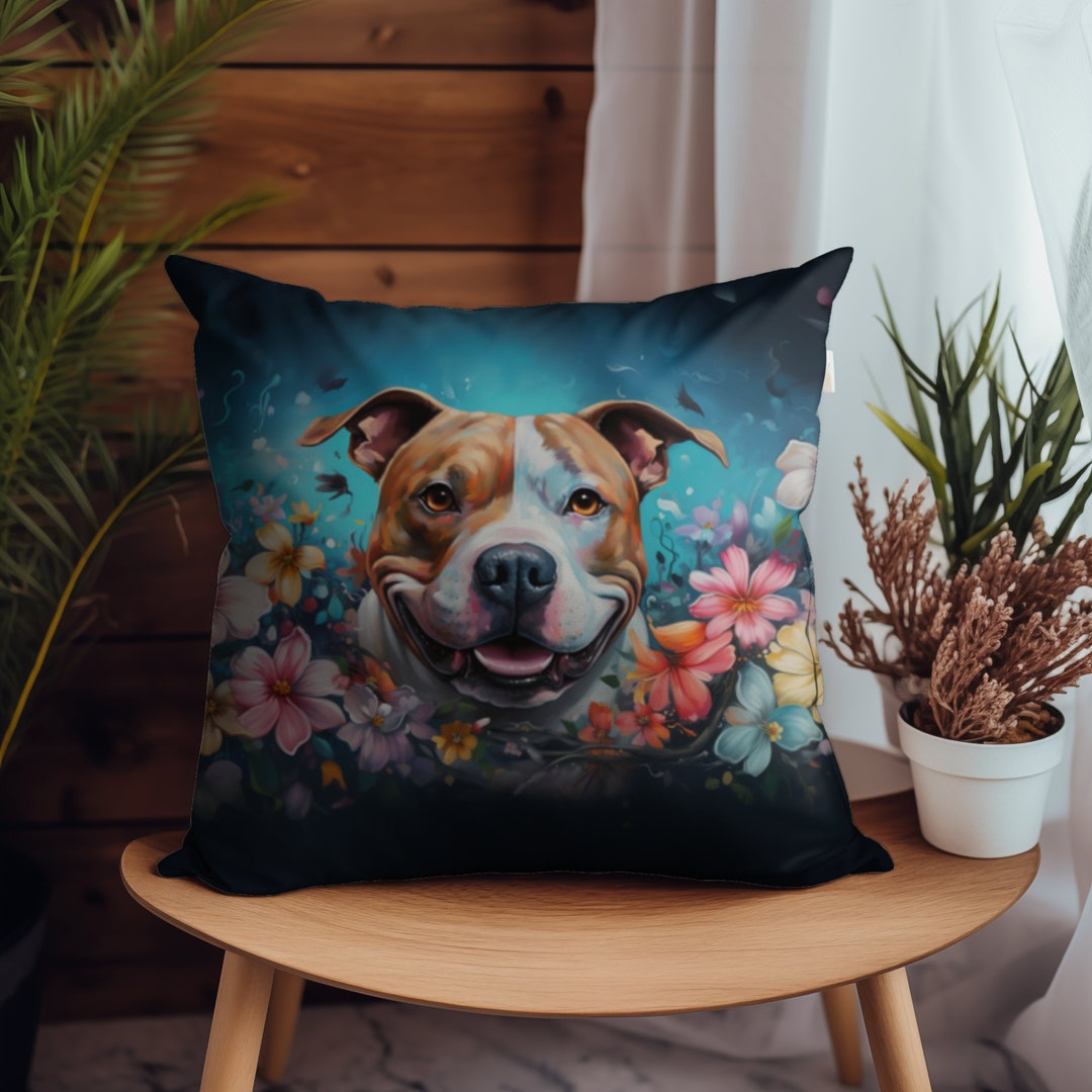 Pitbull Gift for Pitbull Lover Soft Faux Suede Pillow Double Sided ...