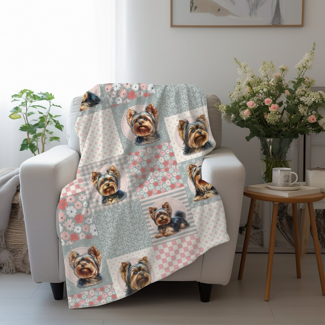 Yorkshire Terrier Gift for Yorkie Lover Faux Patchwork Soft Lightweight ...