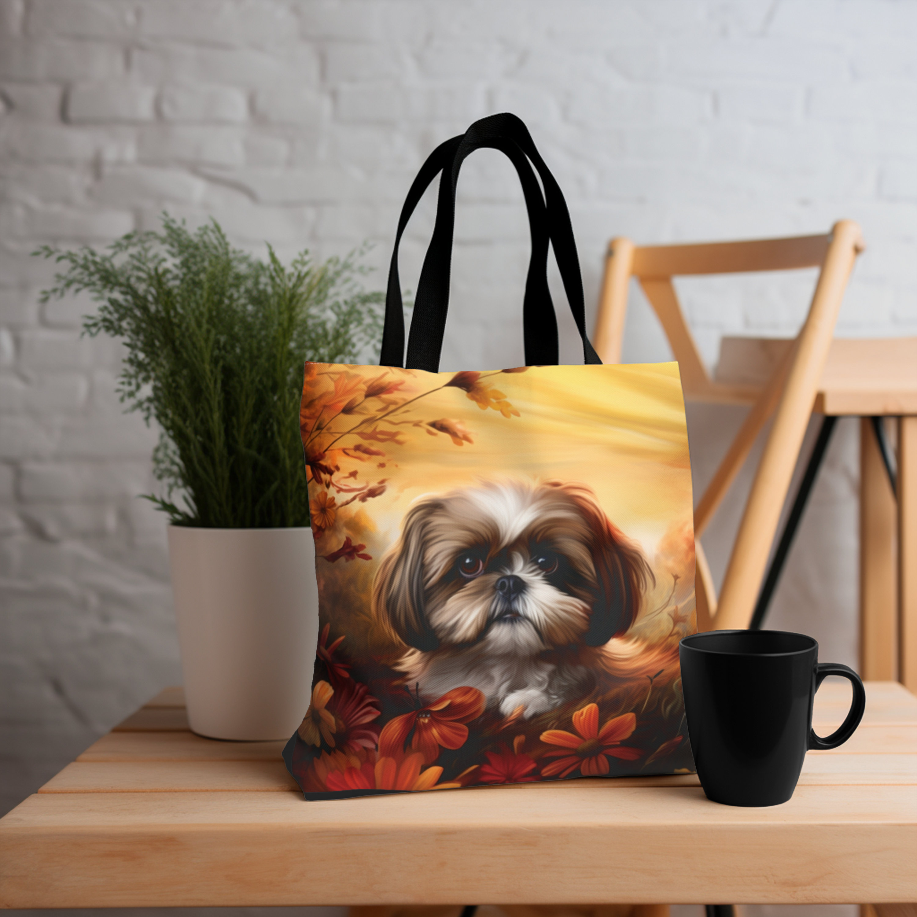 Shih Tzu Tote Bag for Shih Tzu Lovers Spring Flower Tote Gift for Shih ...