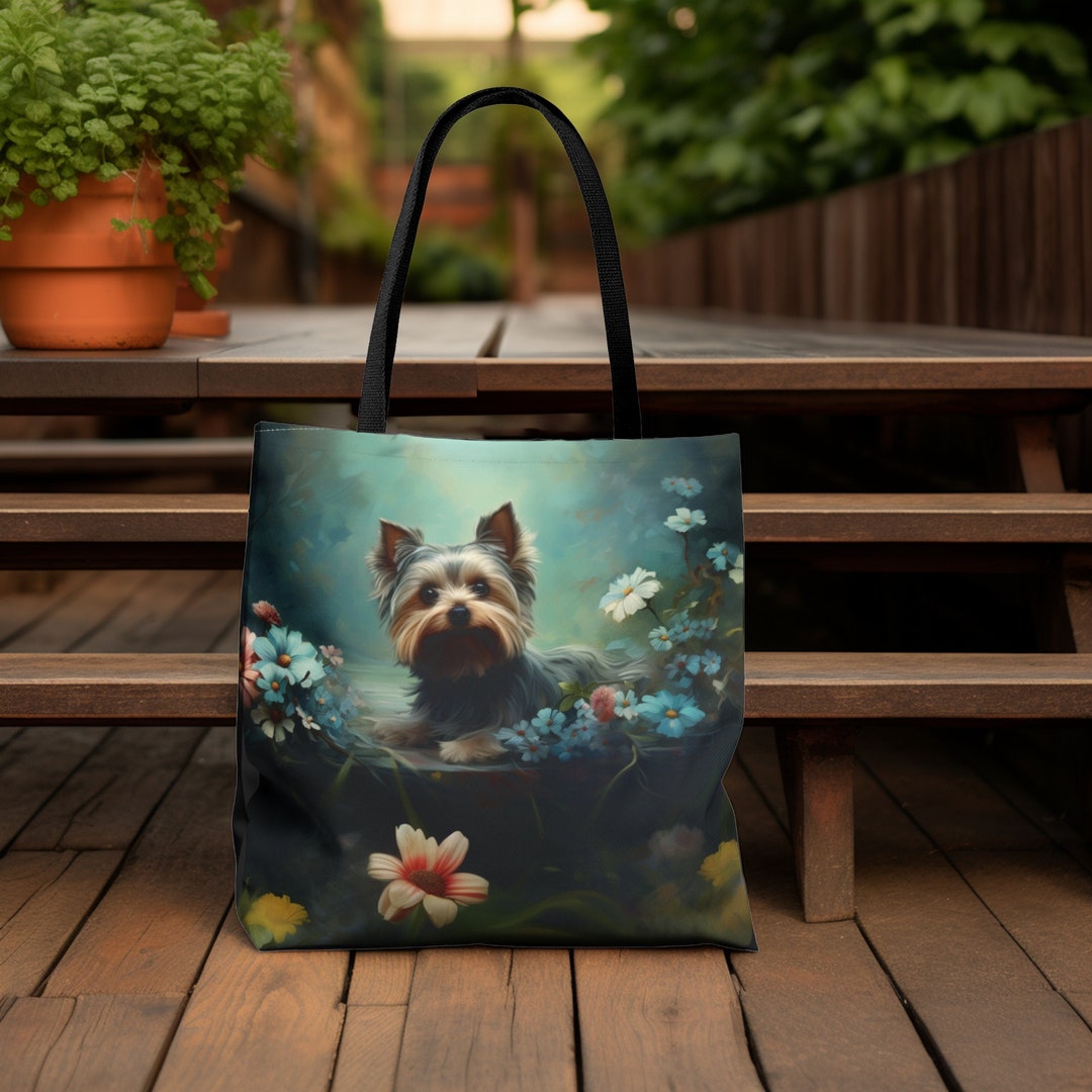 Yorkie Gift Yorkie Tote Bag for Yorkshire Terrier Lovers Spring Flower ...