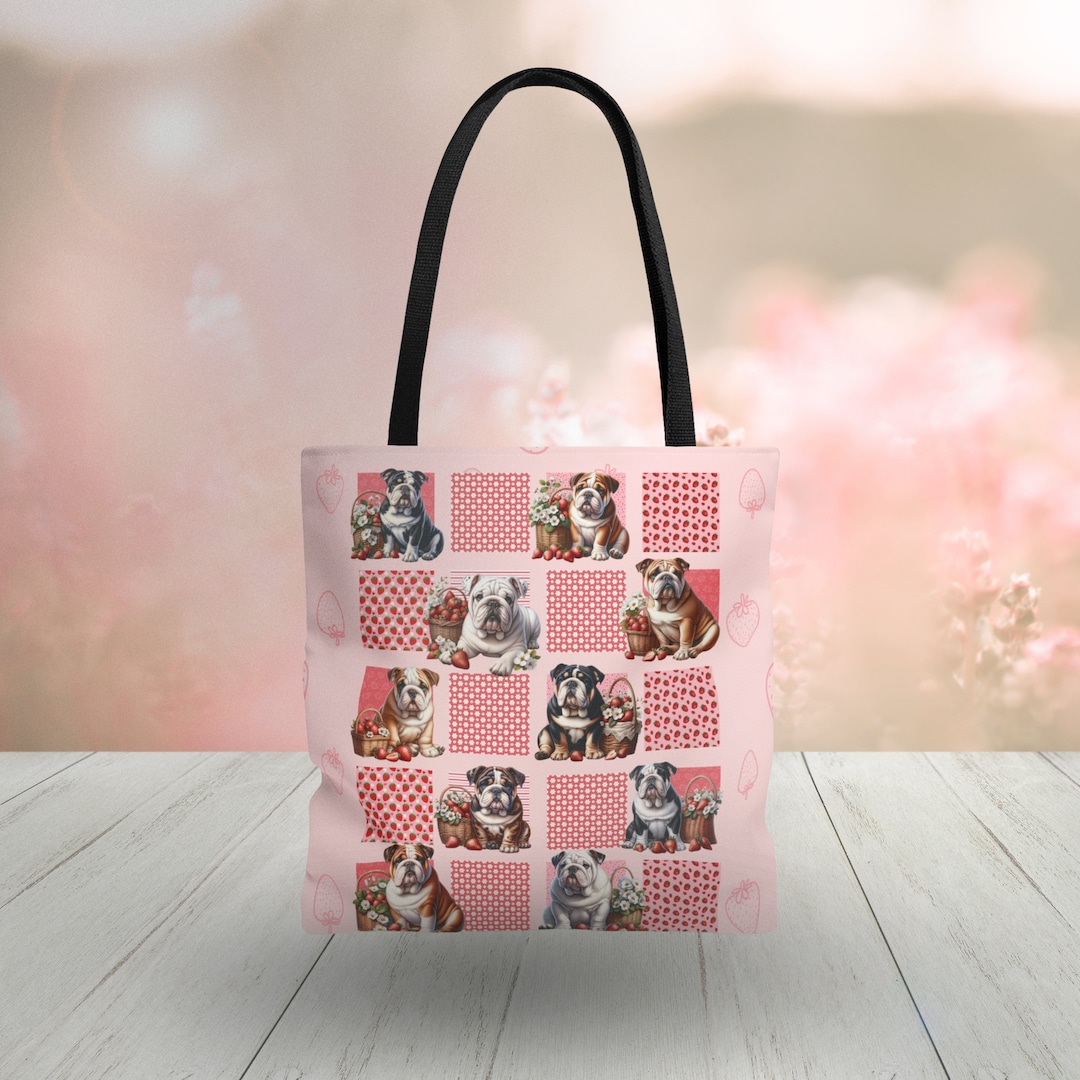 Strawberries and English Bulldogs Tote Bag for Bulldog Lover Carryall ...