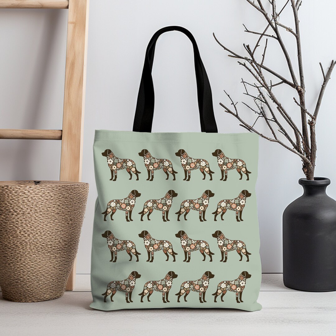 Labrador Floral Mosaic Tote Bag for Labrador Lovers Flower Tote Gift ...