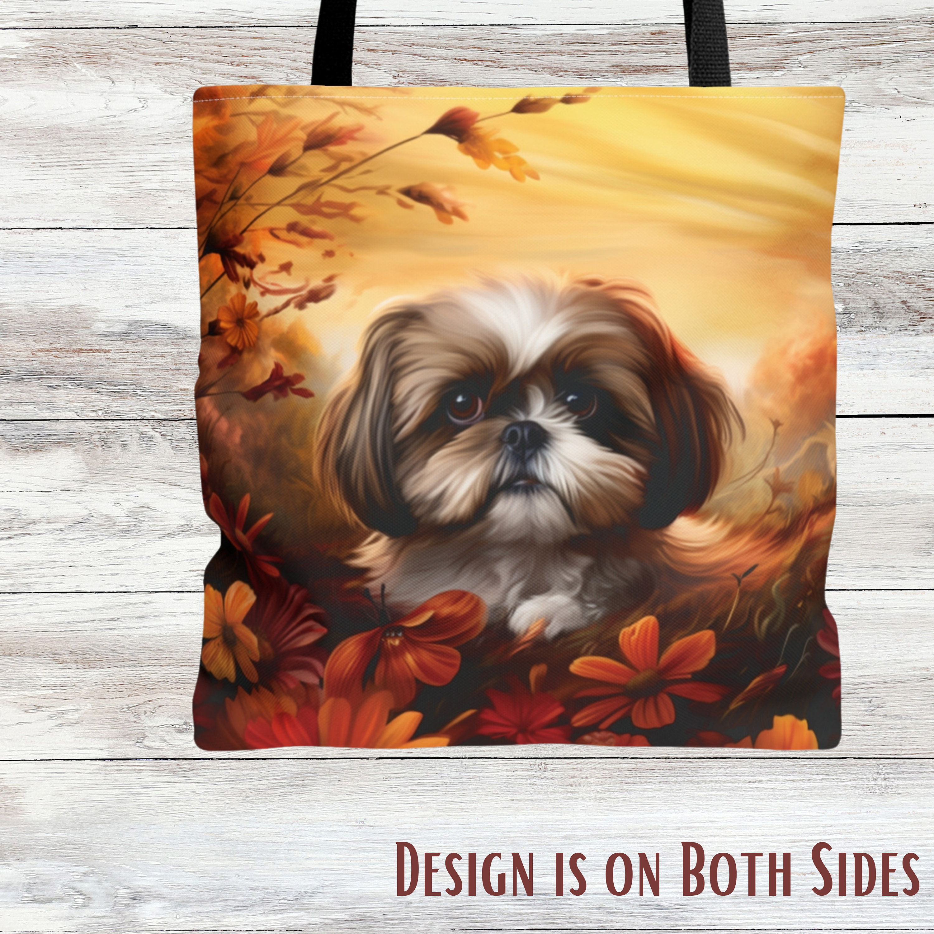 Shih Tzu Tote Bag for Shih Tzu Lovers Spring Flower Tote Gift for Shih ...