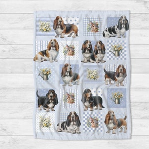 Basset Hound Gift for Basset Lover Faux Patchwork Soft Lightweight ...