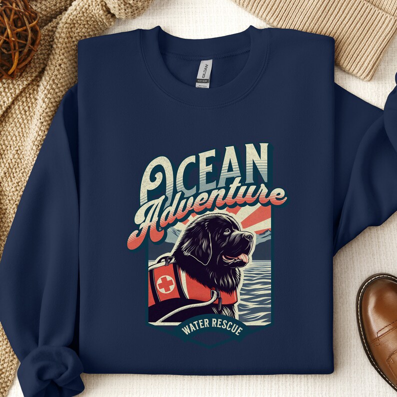 Newfoundland Dog Sweatshirt for Newfie Lovers Ocean Water - Etsy