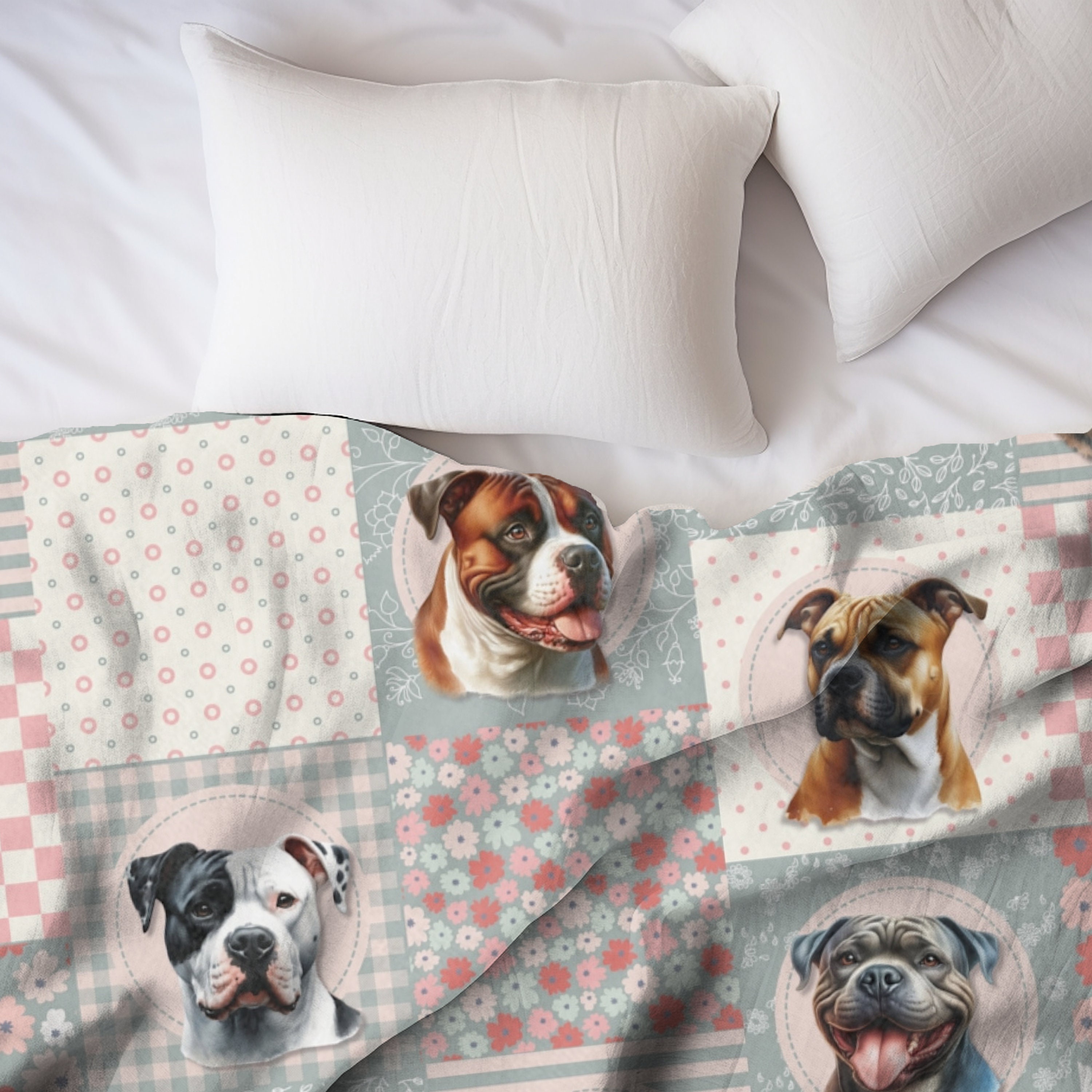 Pitbull Gift for Pitbull Lover Faux Patchwork Soft Lightweight Blanket ...