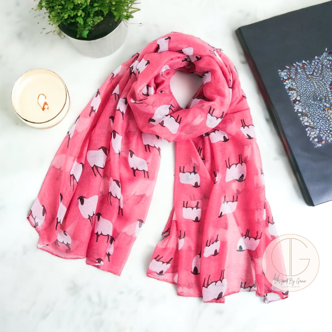 Soft Chiffon Sheep Scarf Animal Print Pashmina Scarf Sheer Scarf Gift ...
