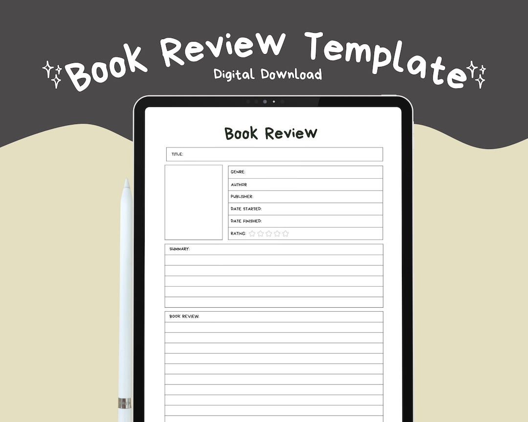 Book Review Digital Template, Book Review Tracker, Book Review Template ...
