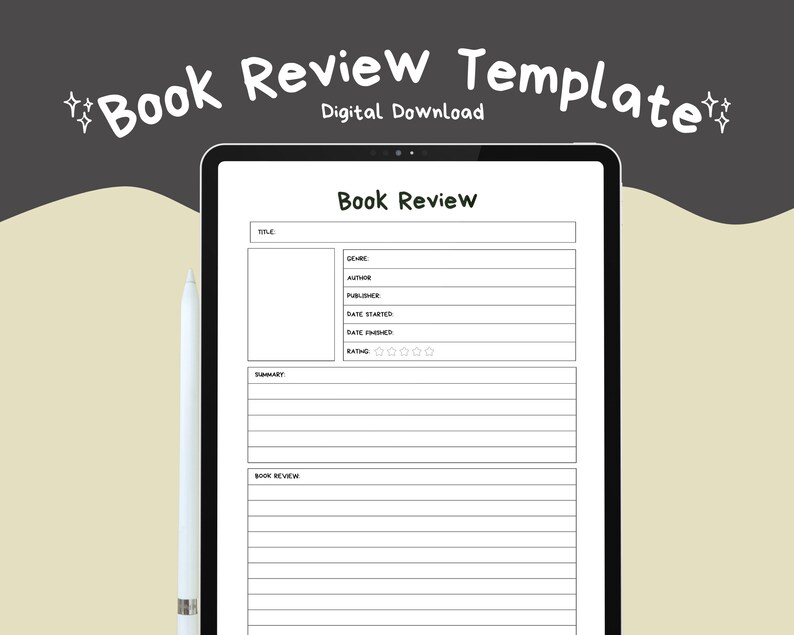 Book Review Digital Template, Book Review Tracker, Book Review Template ...