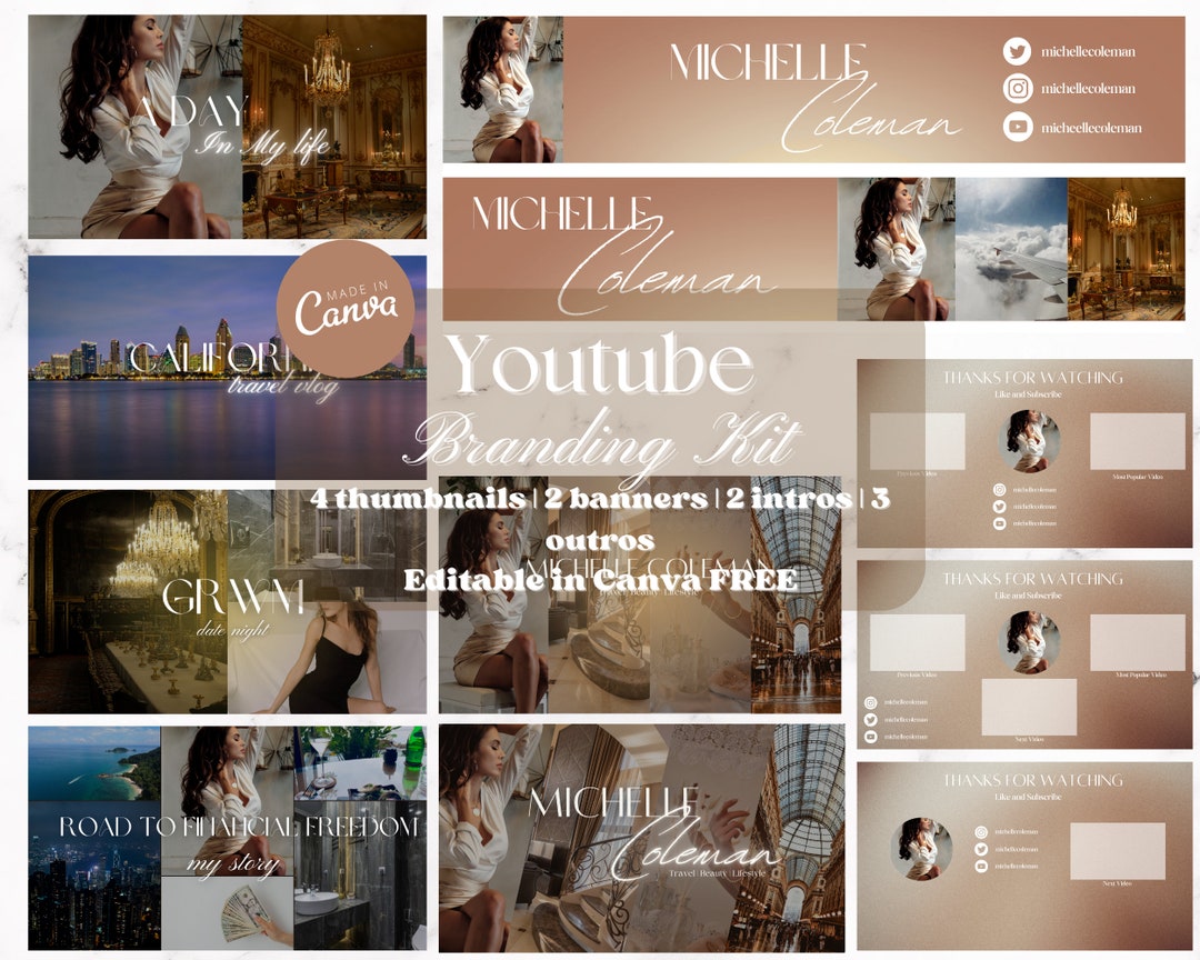 Youtube Branding Kit, Youtube Channel Kit, Do It Yourself Branding Kit, Youtube Brand Kit Canva ...