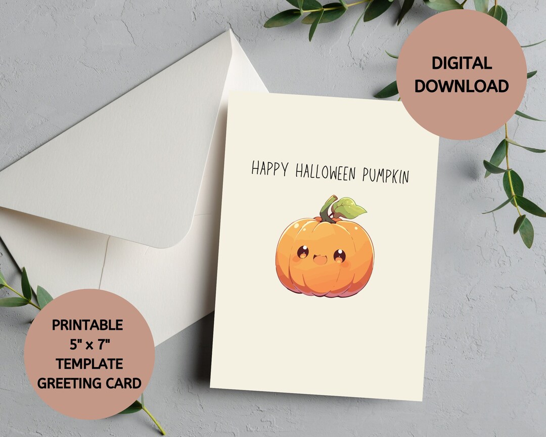 Printable Halloween Pumpkin Card Digital Halloween Card - Etsy