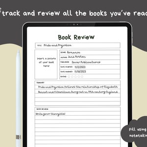 Book Review Digital Template, Book Review Tracker, Book Review Template ...
