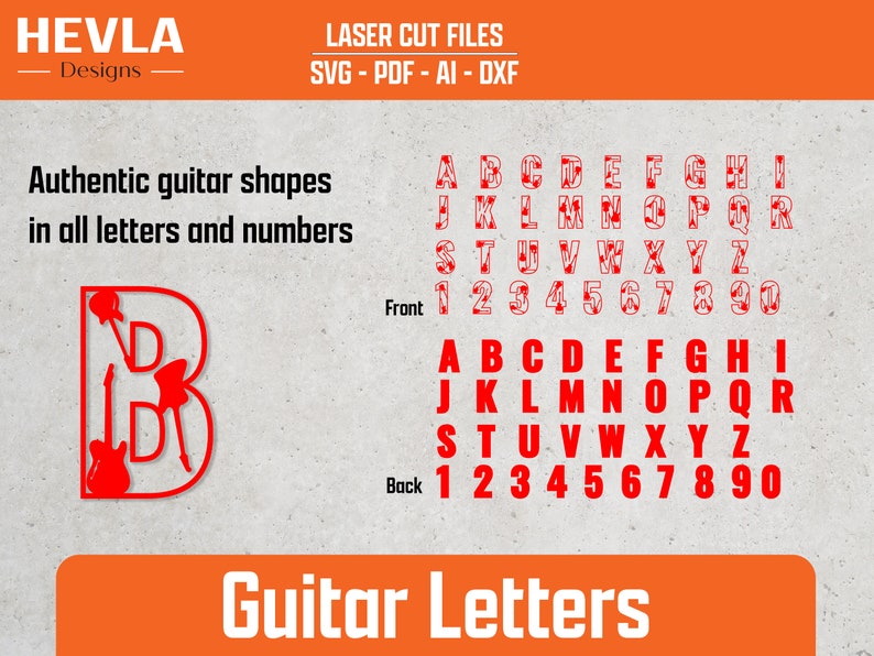 Guitar Letter Signs SVG Laser Cut Files, Music Decor, Personalized ...