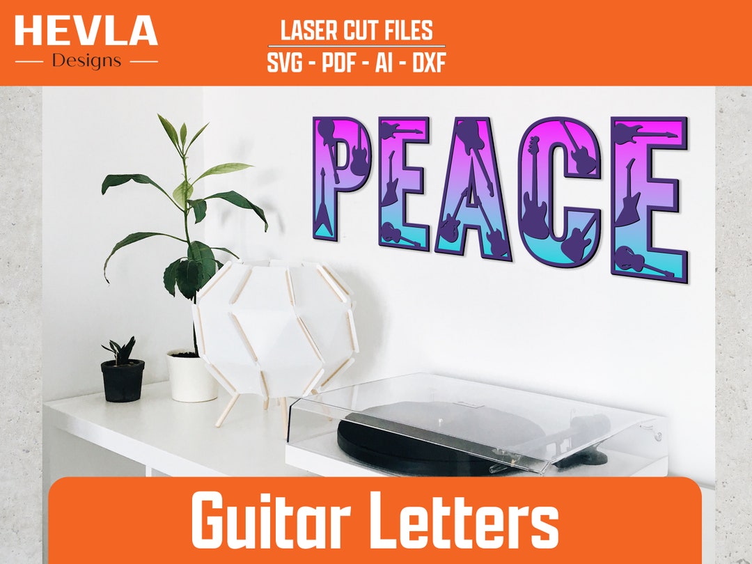 Guitar Letter Signs SVG Laser Cut Files, Music Decor, Personalized ...