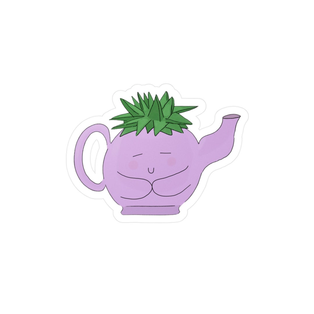 Tea Kettle Planter Sticker, Boho Cute, Kawaii, Laptop, Phone or Hydro ...