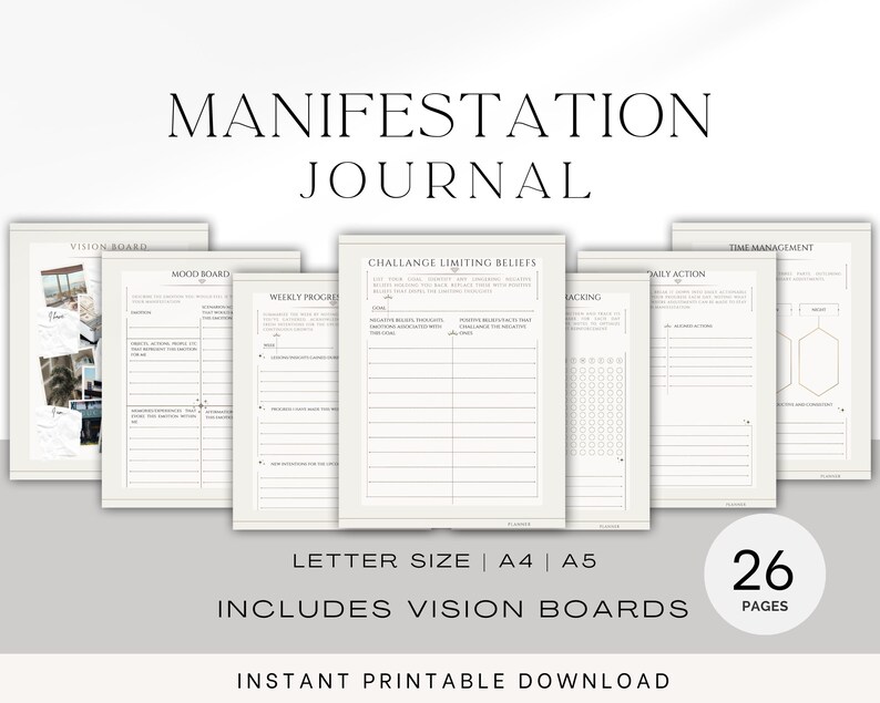 Manifestation Planner Printable | Digital Vision Board | Daily ...