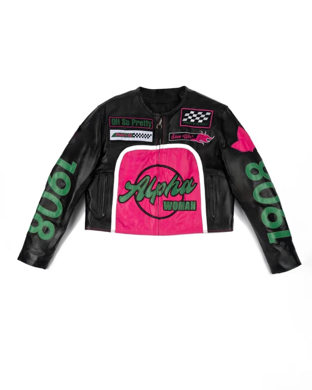 Custom Embroidered AKA Leather Jacket: Alpha Kappa Alpha Sorority - Etsy