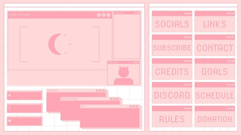 Browser Themed Stream Overlay Pack Twitch, Youtube (pink Variant) - Etsy
