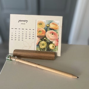 Downloadable Postcard Style Beige Calendar Jan to Dec 2024 Monthly Desk ...