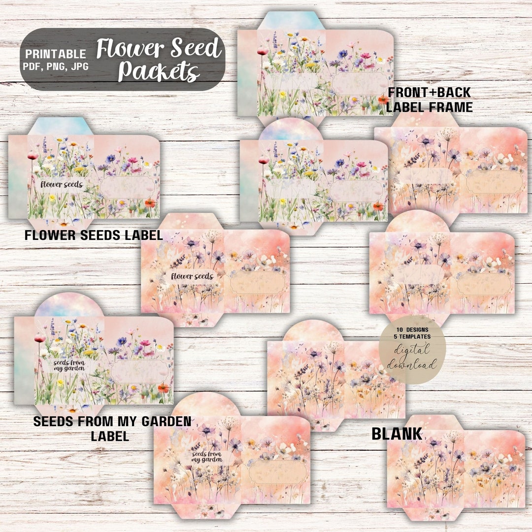 Seed Saving Packet Printable Floral Instant Download Flower Seed ...