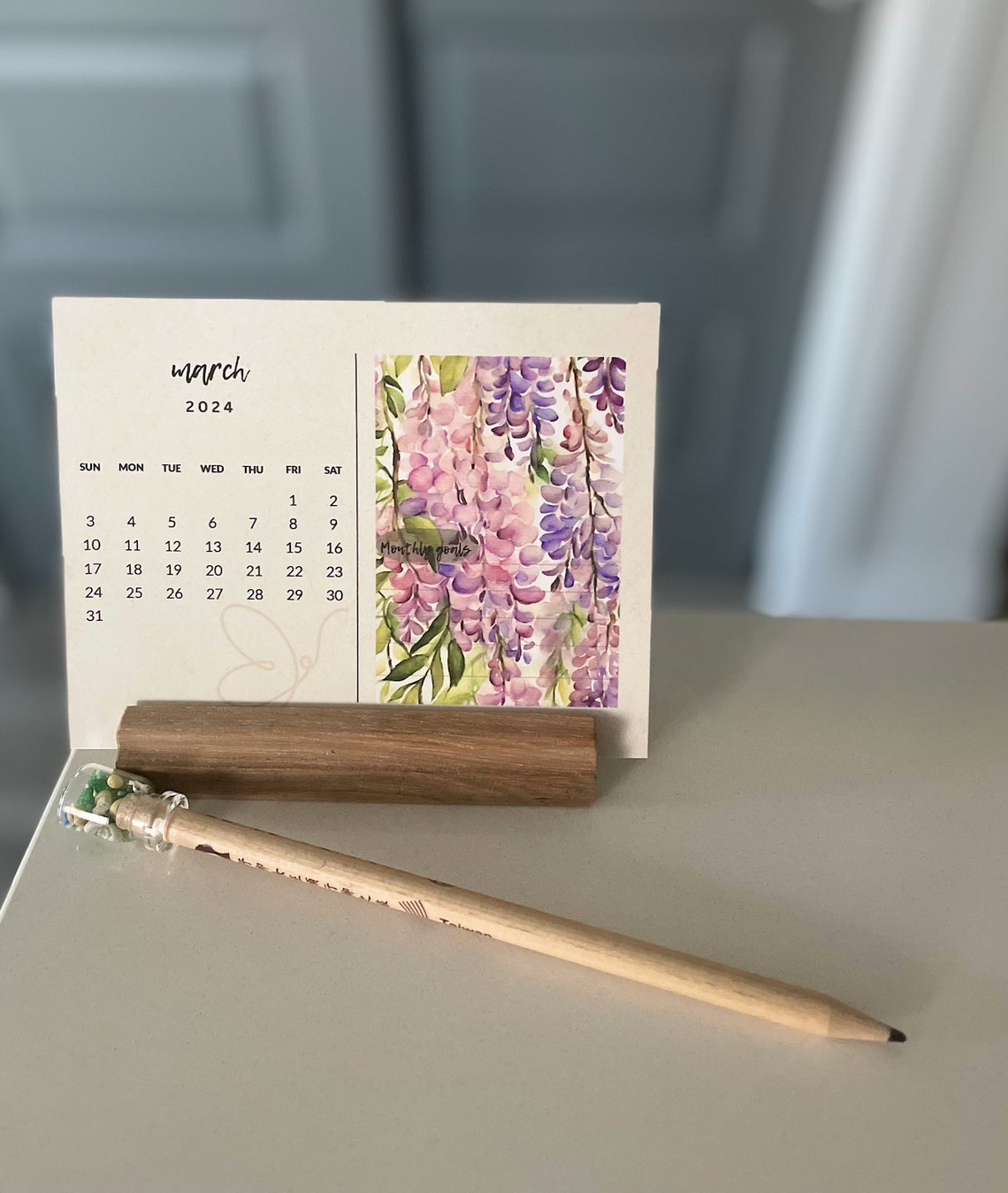 Downloadable Postcard Style Beige Calendar Jan to Dec 2024 Monthly Desk ...