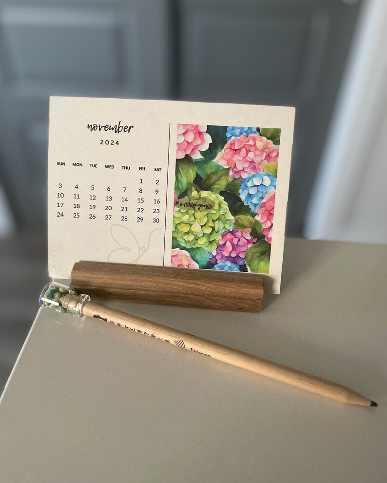 Downloadable Postcard Style Beige Calendar Jan to Dec 2024 Monthly Desk ...