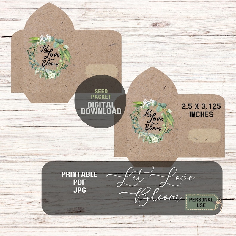 Let Love Bloom Garden Seed Saving Packet Printable Instant Download PDF ...