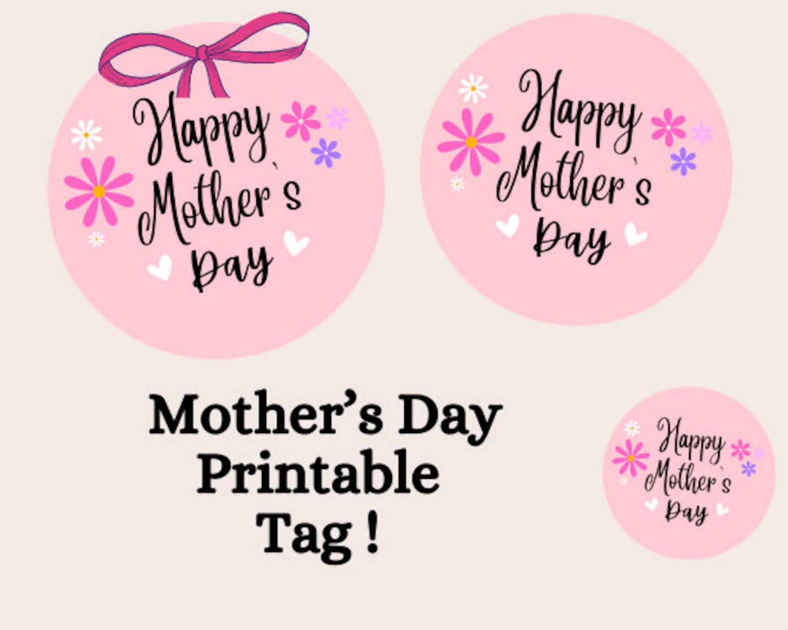 Happy Mother's Day Tag, Floral Mother's Day Tags, Printable Mothers Day ...